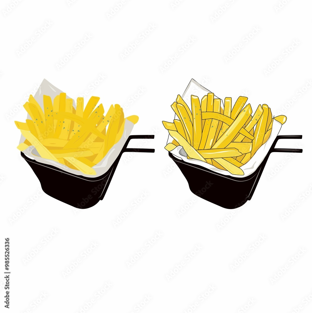 Set of French fries watercolor illustration fast food png isolated on a ...