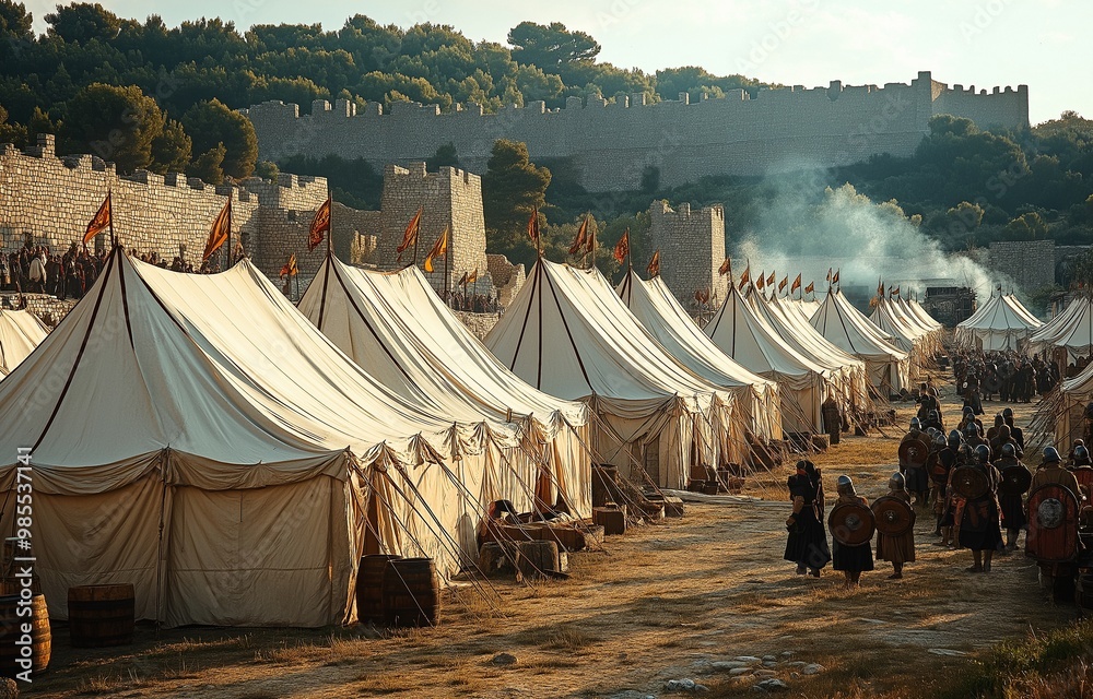 Historical recreation of the military tent camp used by the Roman ...