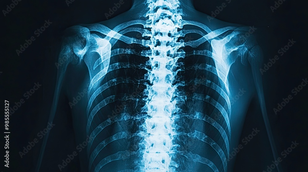 X-Ray Image of Human Torso: Visible Spine and Shoulder Bones Stock ...