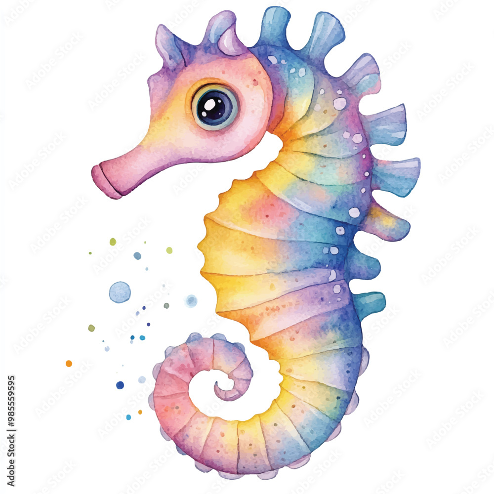 Seahorse watercolor clipart illustration isolated Stock Vector | Adobe ...