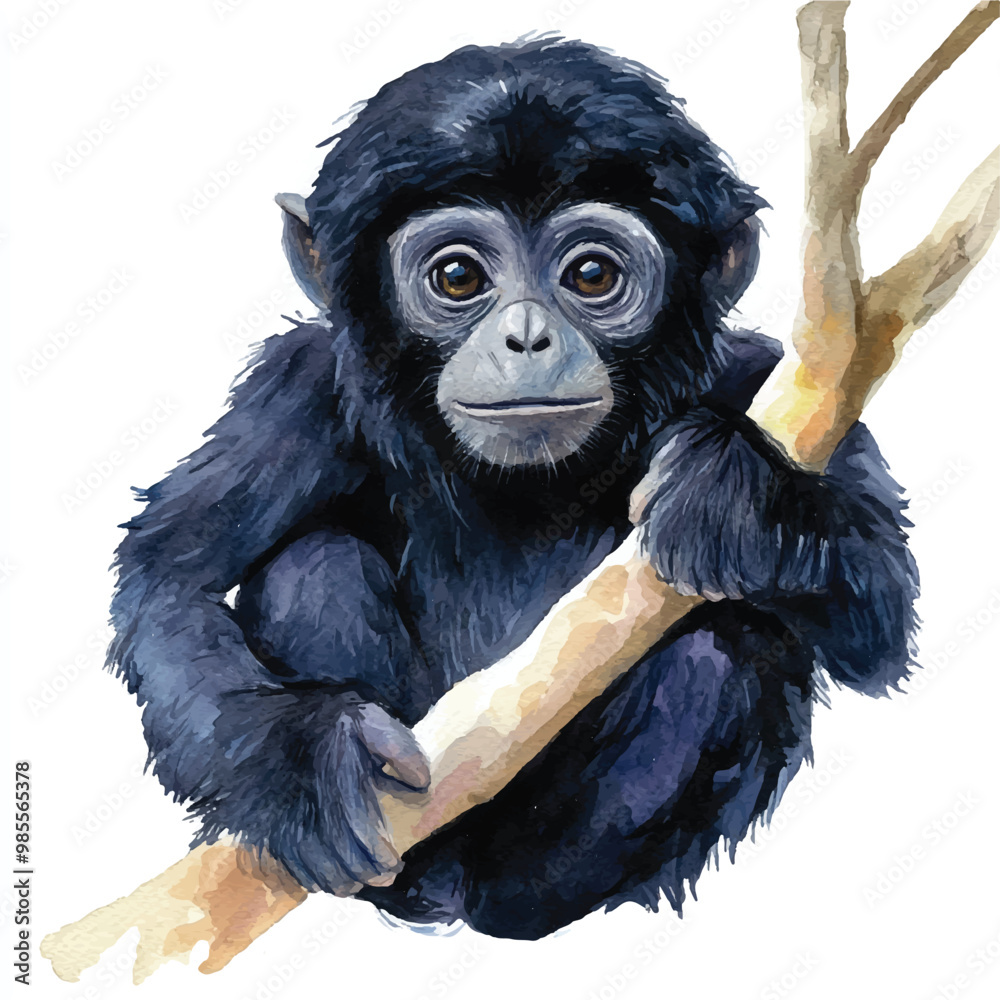 Siamang watercolor clipart illustration isolated Stock Vector | Adobe Stock