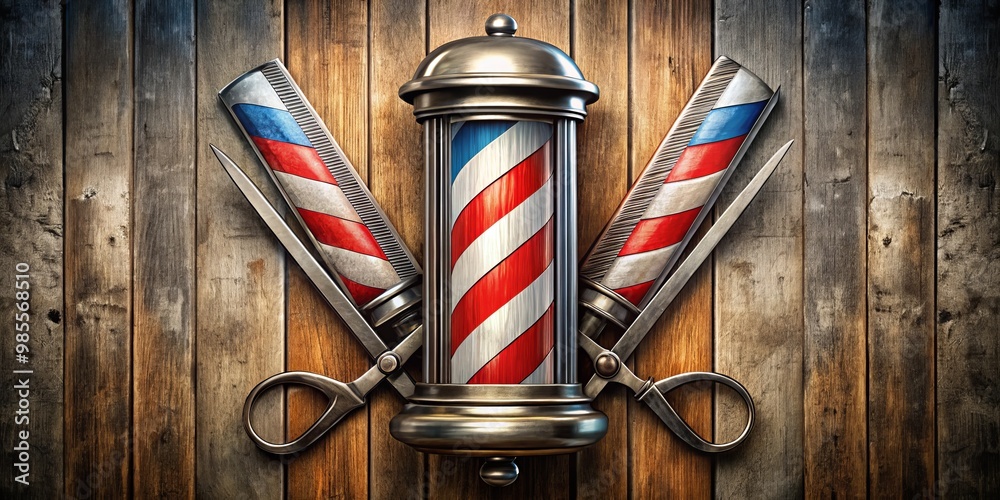Timeless vintage barbershop logo featuring classic razors, scissors ...