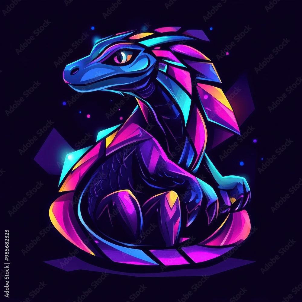 A Komodo dragon depicted in Morphism style, with smooth gradients and ...