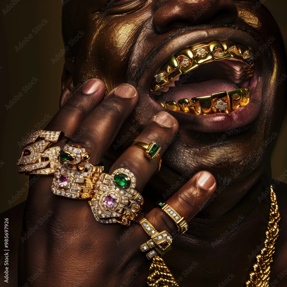 Gold Teeth & Rings. Stock Illustration | Adobe Stock