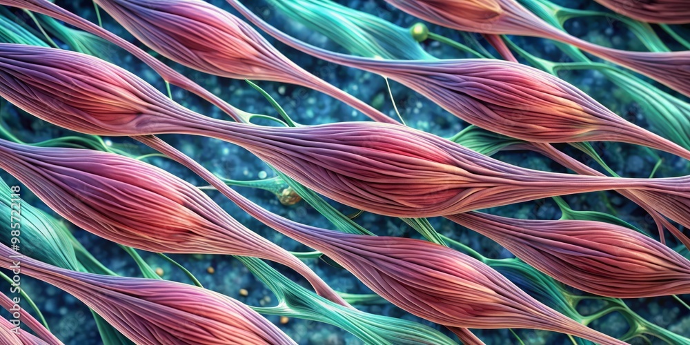 Microscopic view of smooth muscle fibers showcasing spindleshaped ...