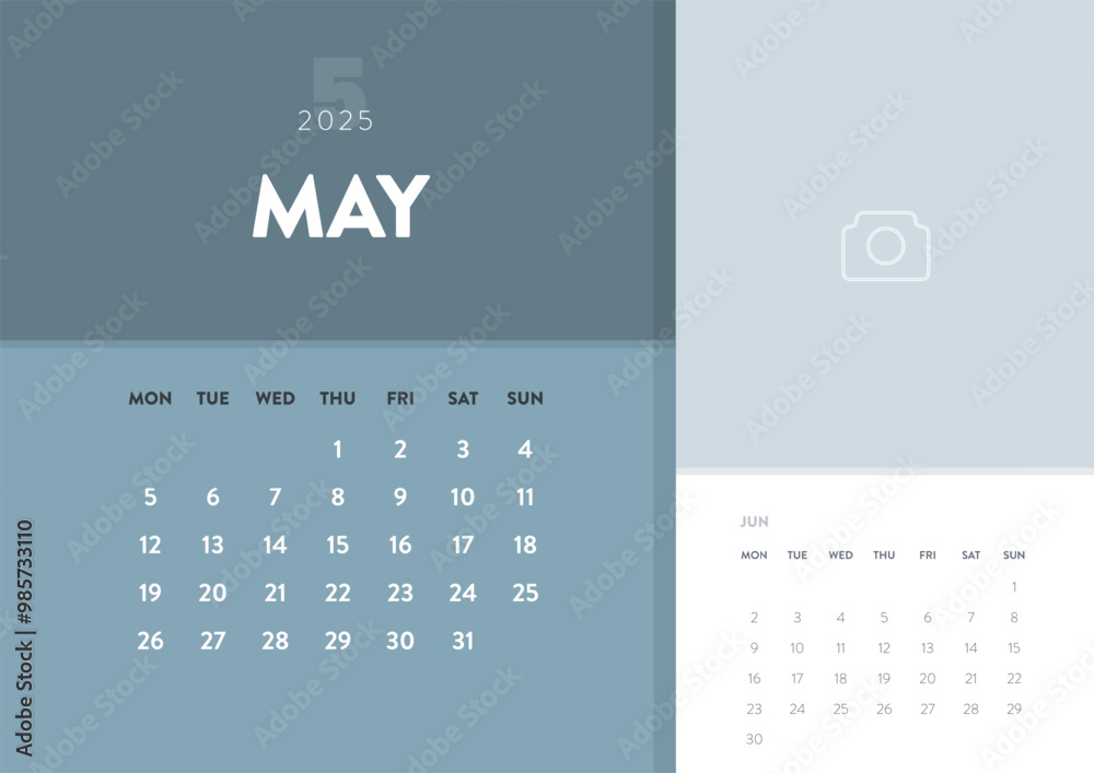 Calendar May 2025 template vector. Desk, wall calender for print ...