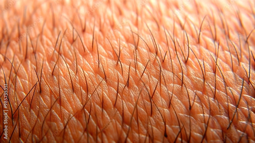Human skin texture with hair roots, close-up detail, natural appearance ...