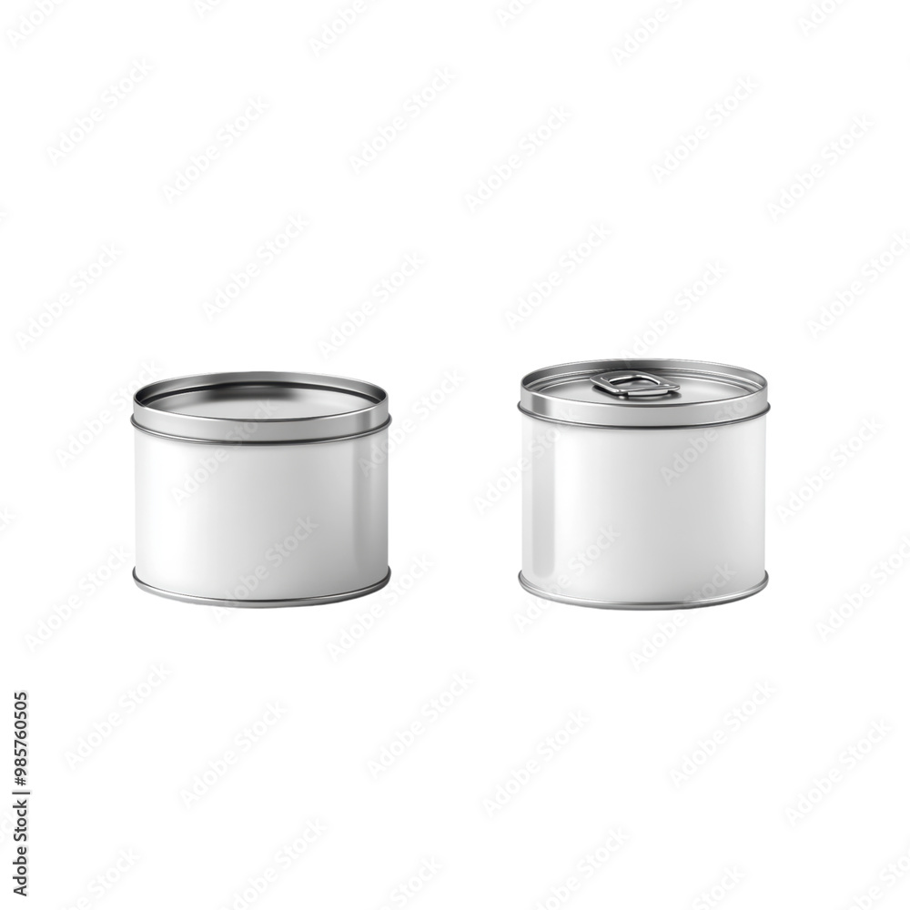 Round tin can packaging with editable label area for food products ...
