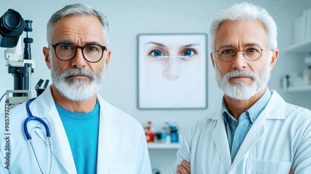 Senior Eye Doctor Conducting Vision Test with Snellen Chart for ...