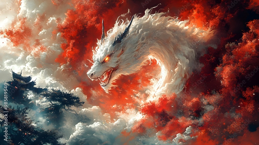 Vibrant Digital Painting of Shinto Sun Goddess Amaterasu Emerging from ...