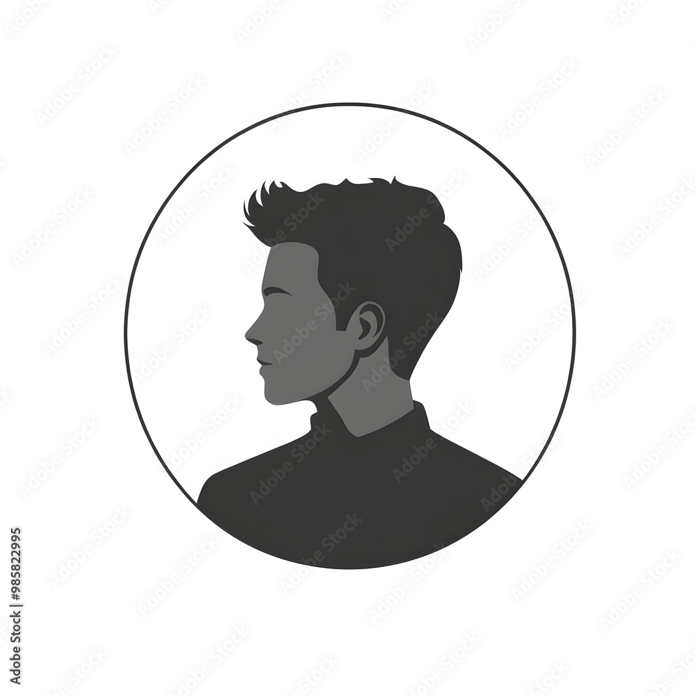 Minimalist Side Profile Avatar Icon with Simple Silhouette, Ideal for ...