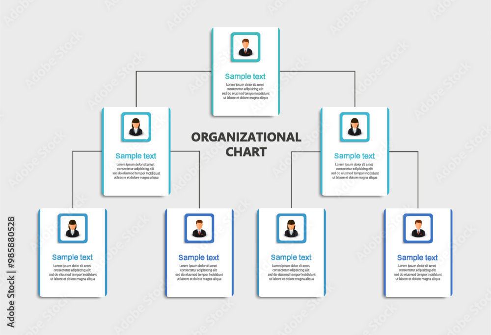 Corporate organizational chart with business avatar icons. Business ...