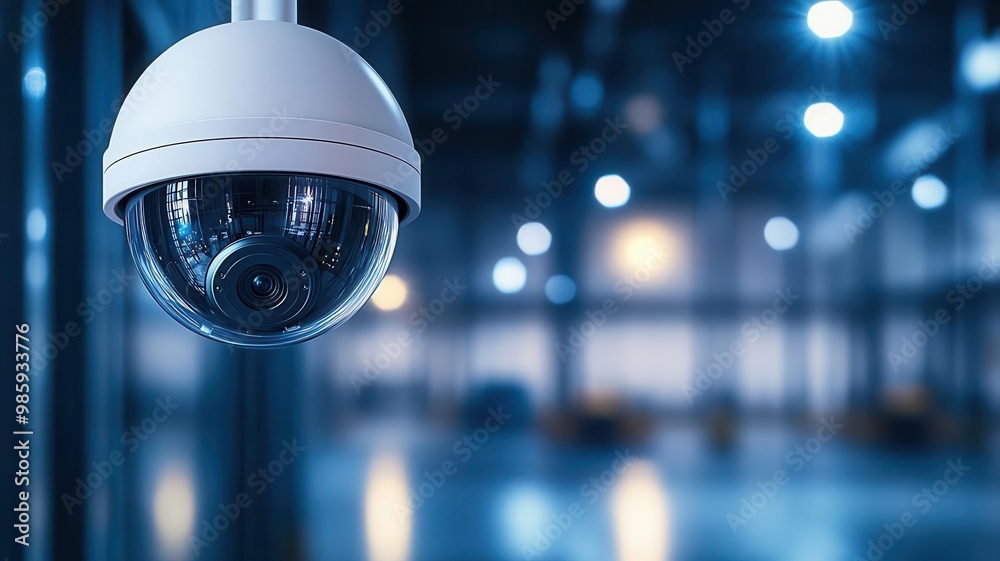 Dimly lit warehouse exterior, security camera focusing on the loading ...