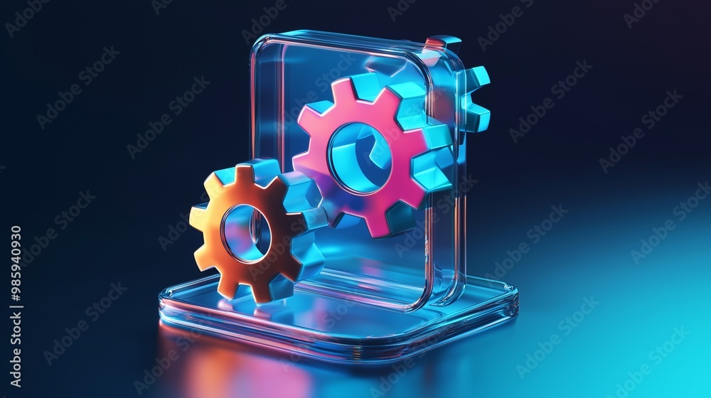 3d vector update icon with glass morphism effect, featuring floating ...