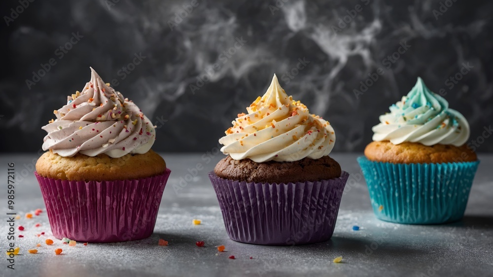 Cupcake muffin with icing frosting on transparent background cutout ...