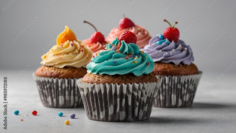 Cupcake muffin with icing frosting on transparent background cutout ...