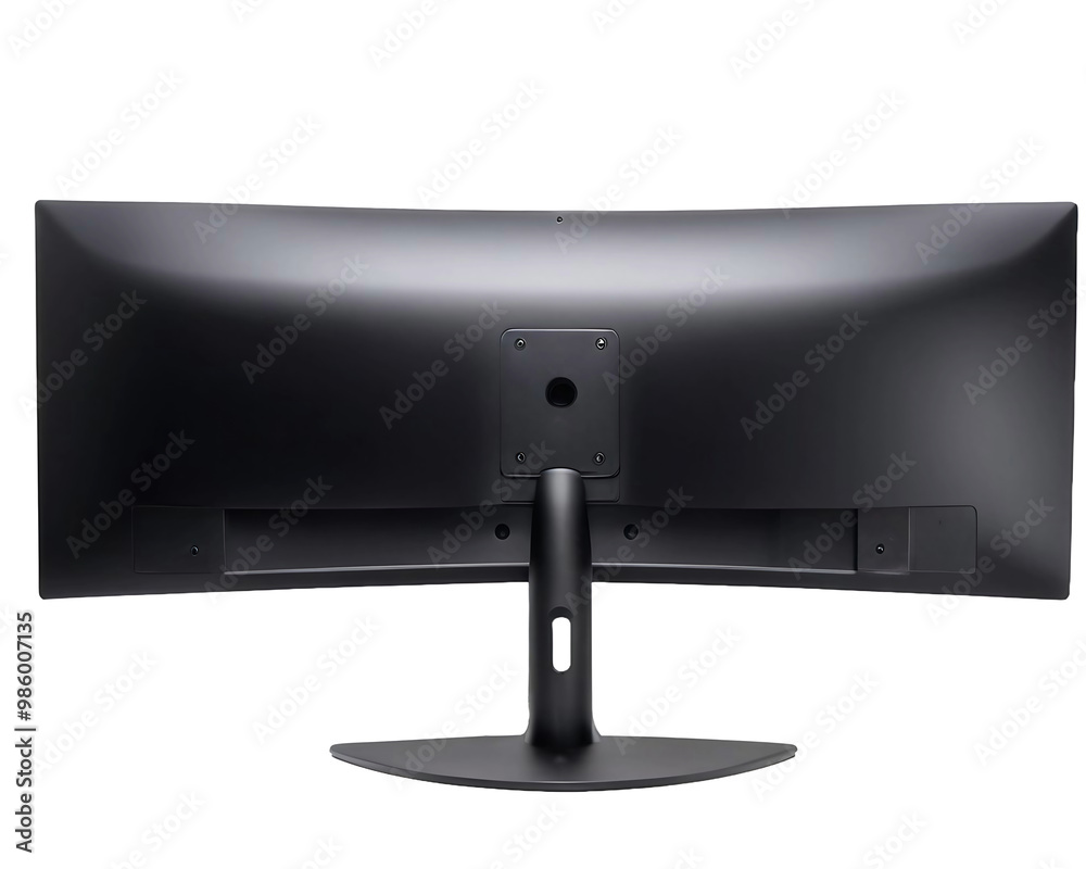 Back view, Ultra-wide curved monitor screen, isolated, transparent ...