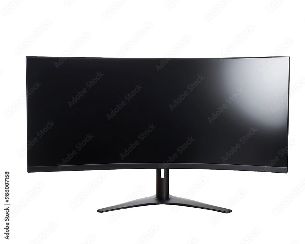 Ultra-wide curved monitor screen, isolated, transparent background, no ...