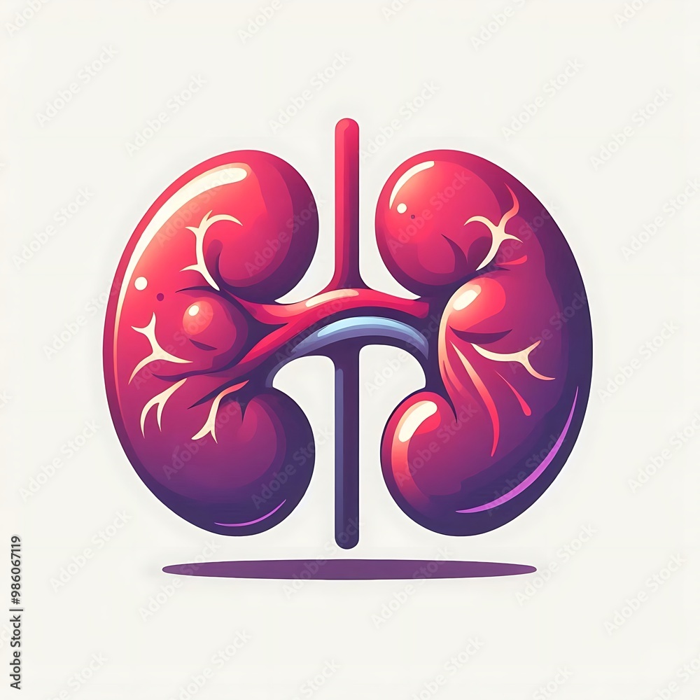 Kidney failure, flat illustration of human organs and systems, diseases ...