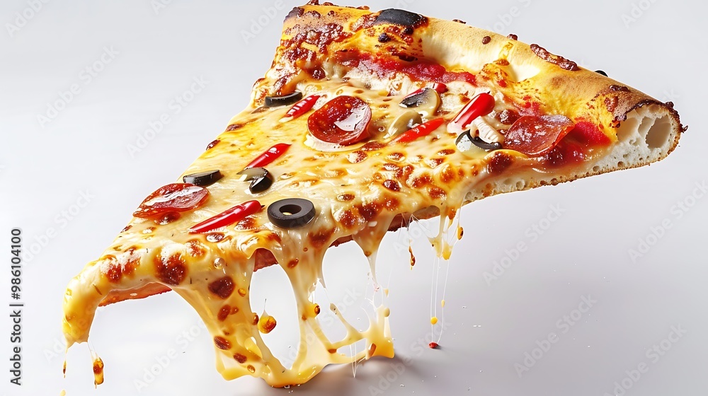 Foto de Stock Pizza slice on transparent cutout, different angles ...