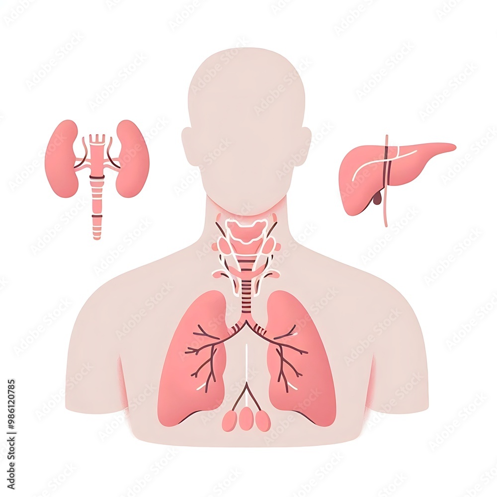 Endocrine system, flat illustration of human body system, graphics ...