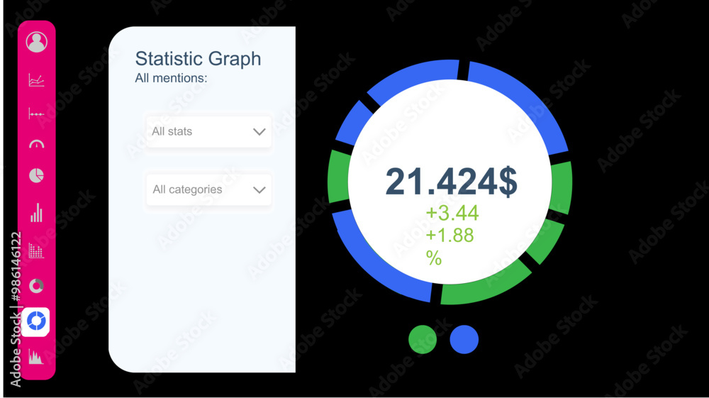 Dashboard infographic, charts, graph and graphic UI, UX, KIT elements ...
