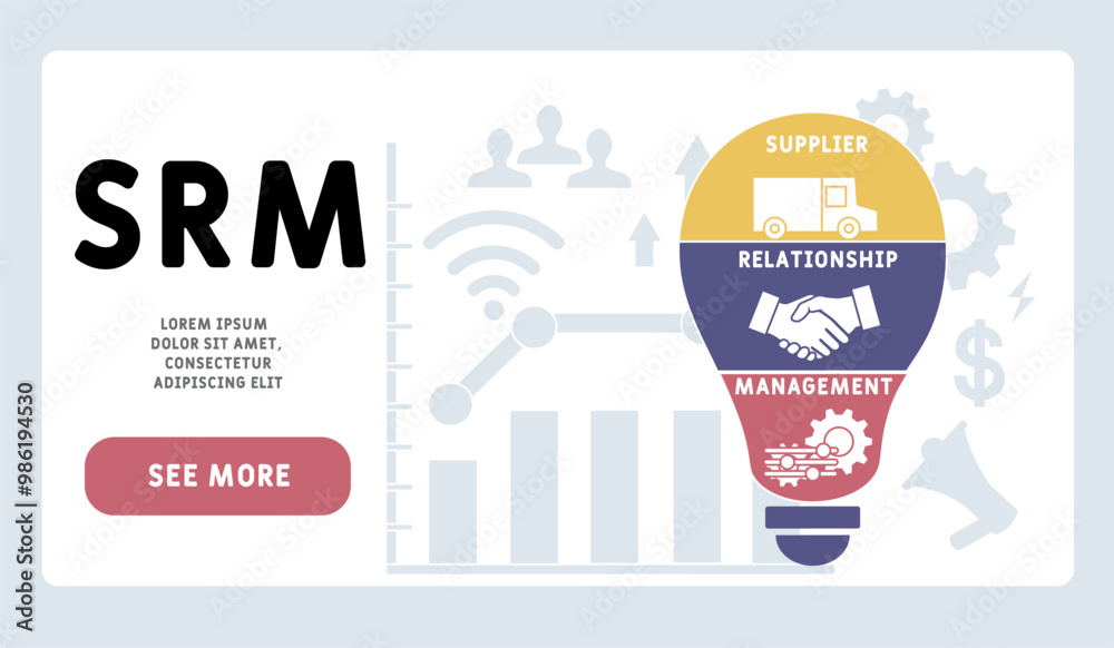 SRM - supplier relationship management acronym. business concept ...