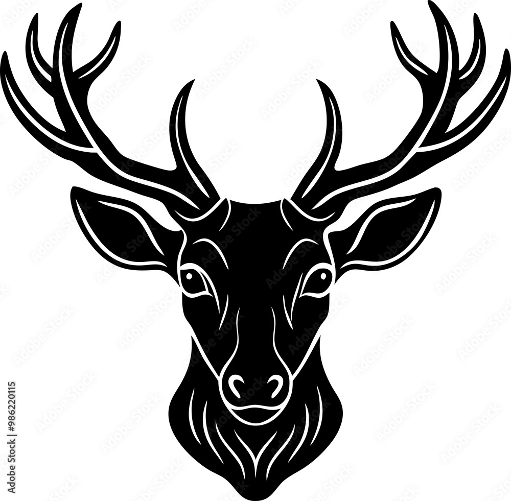 Deer head shape silhouette vector art .This is an editable and ...