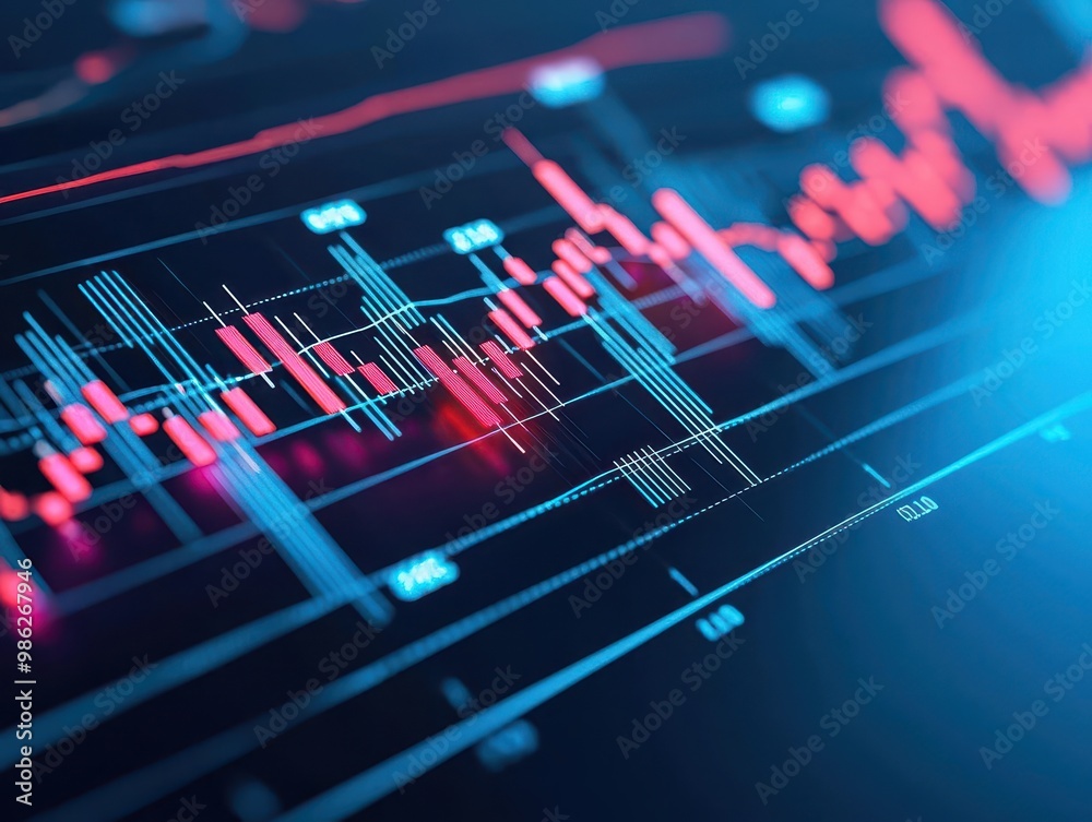 Abstract portfolio chart with financial symbols, investment ...