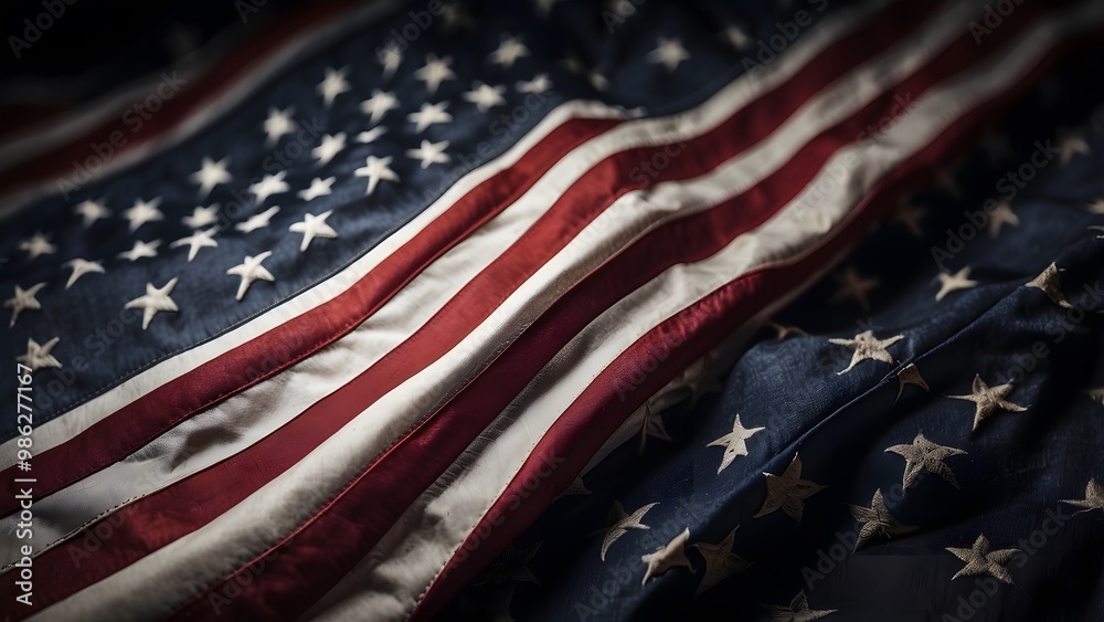 American Flag Draped Across a Surface, Showing Detailed Fabric Texture ...