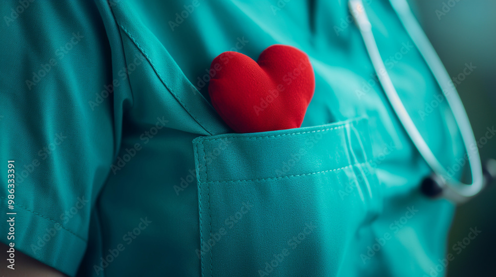 Nurse's uniform features a bright red heart tucked into the pocket ...