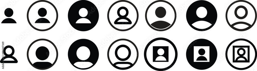 Profile user icons set. Person profile avatar with account symbol ...