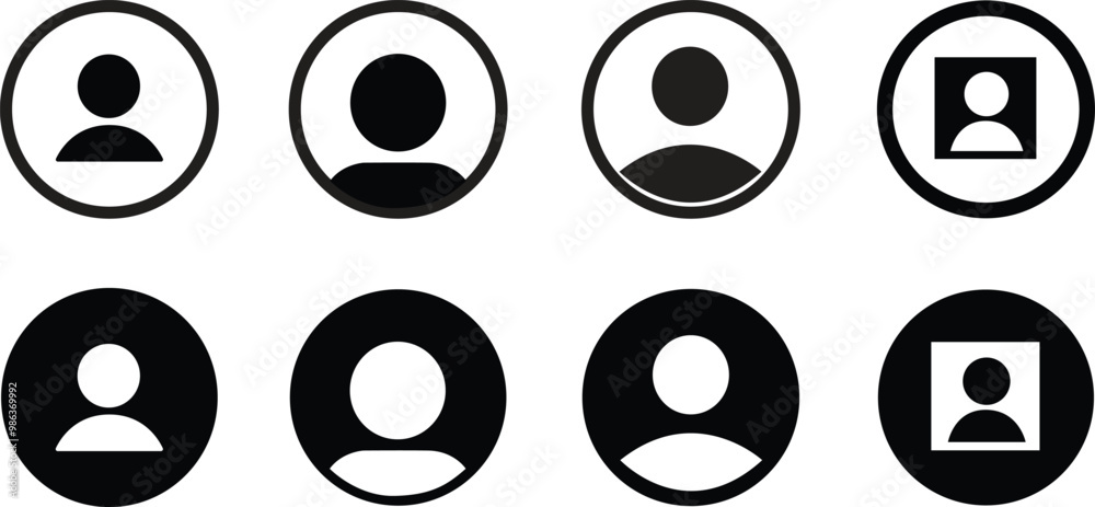 Profile user icons set. Person profile avatar with account symbol ...