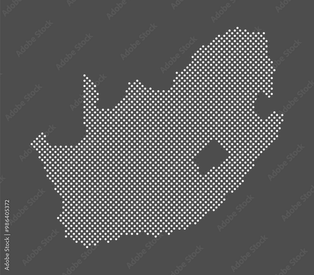 South Africa map dot on gray background. Dotted map of South Africa ...