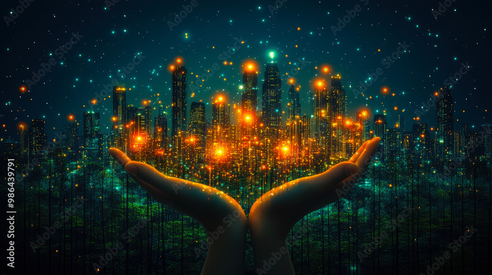 Net Zero and Carbon Neutral Concept, Hands Holding Innovative Digital ...