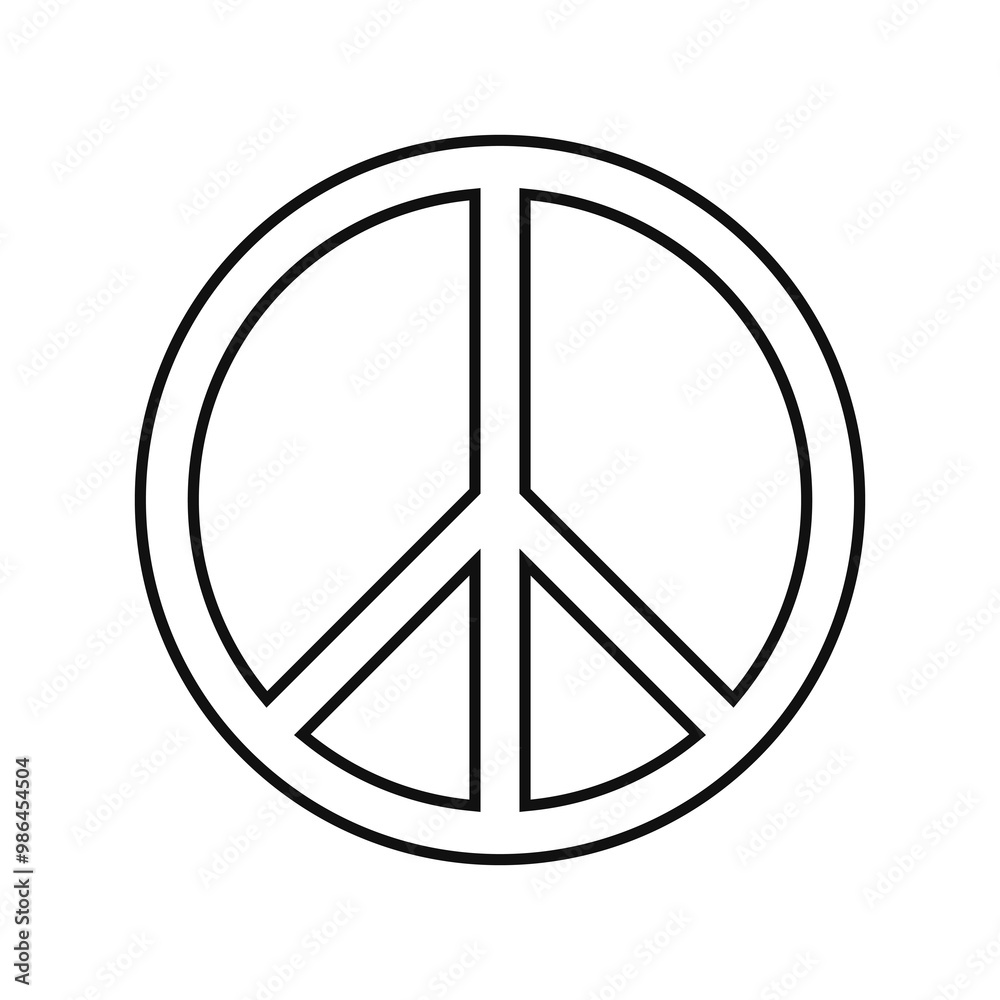 Black outline icon of the international symbol of peace, peace sign ...
