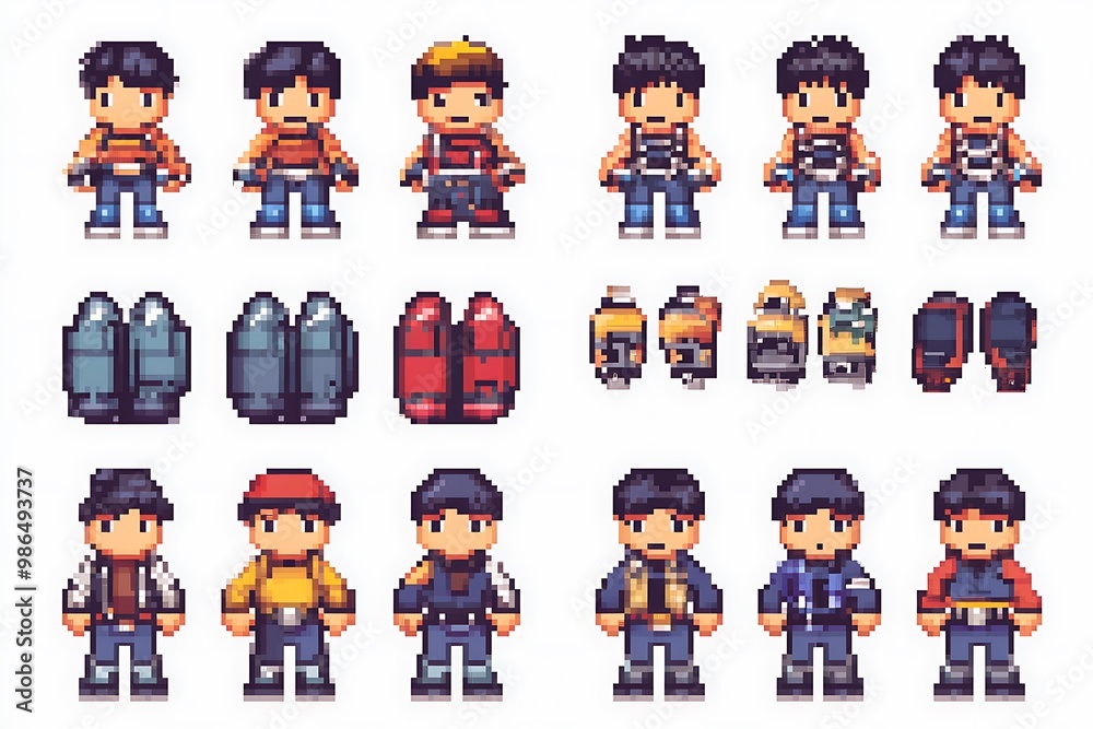 Pixel art character sprites for game development, boy character sprites ...