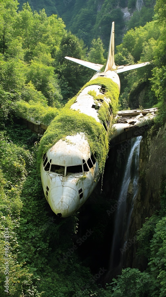 Crashed Plane Abandoned in the Middle of the Forest Covered with ...
