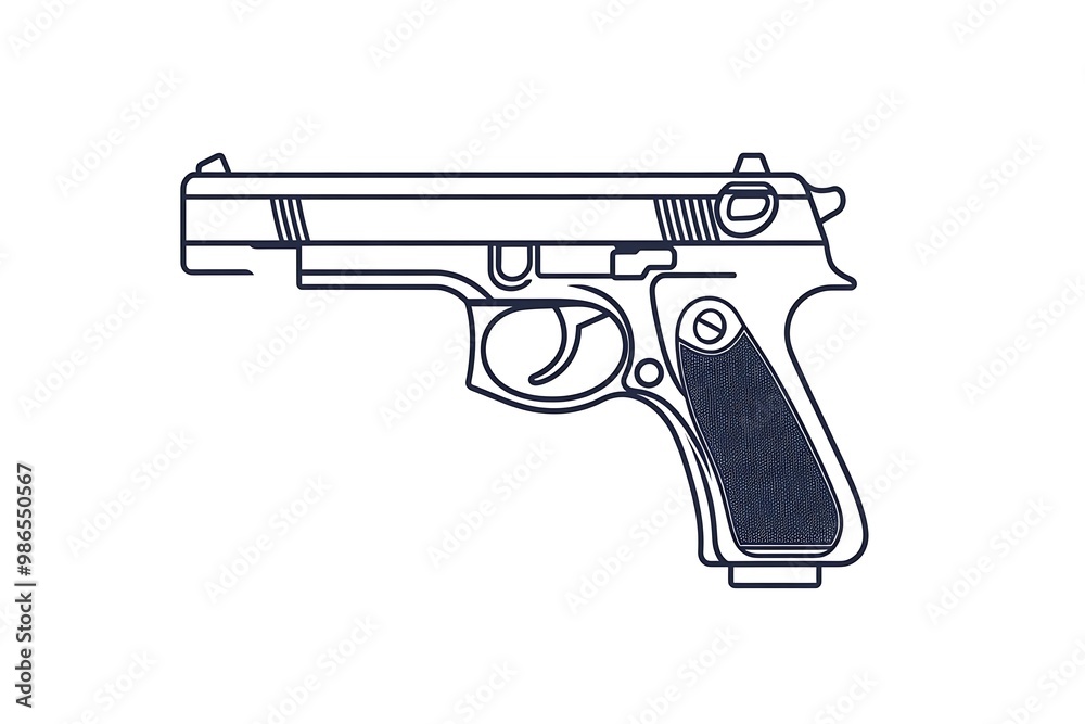 Handgun silhouette illustration, outline, line art, gun, firearm ...