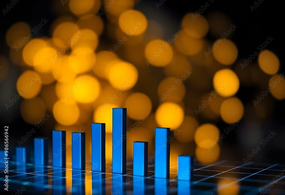graph background with bokeh, displaying a bar graph in dark blue create ...
