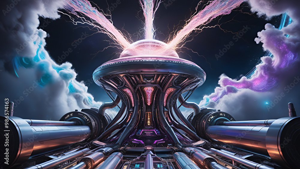 Colossal Futuristic Reactor: Vortex of Energy and Dimensional Portals ...