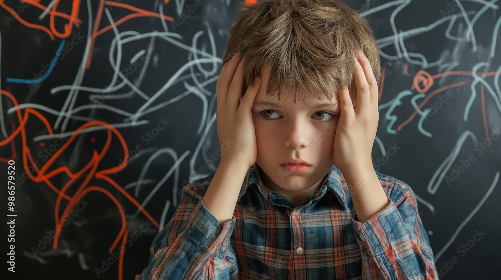 Attention-Deficit/Hyperactivity Disorder (ADHD): the young boy in front ...