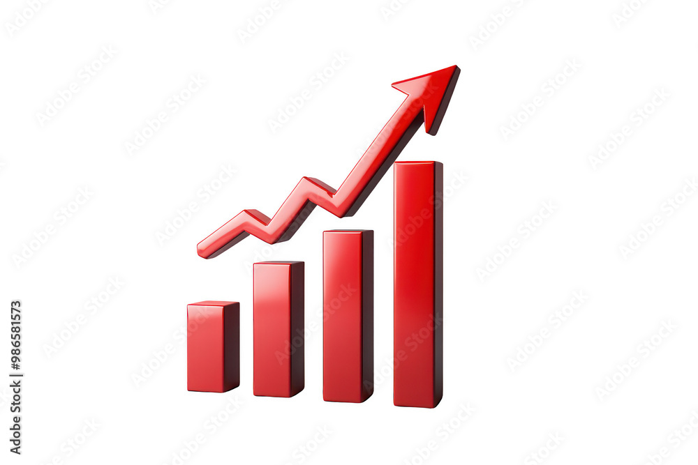 PNG red graph symbolizing growth, with ascending bars and an upward ...