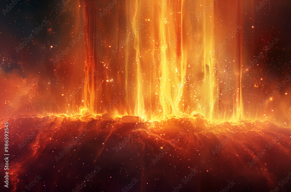 Plasma Cascade: Electric Waterfalls of Vibrant Yellow and Blue for a ...