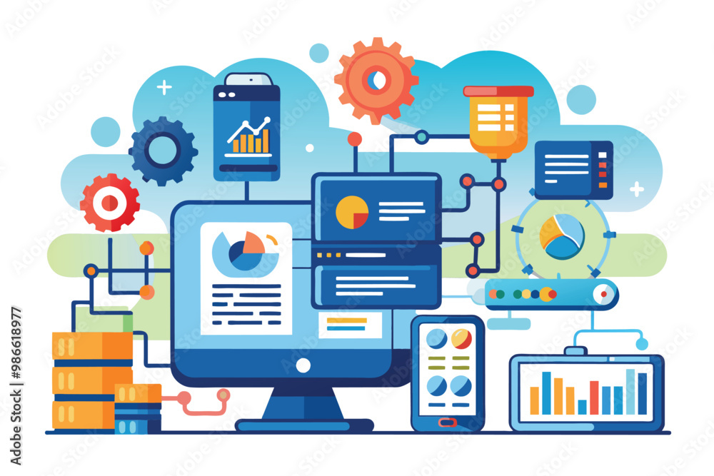 An overview of automated data processing systems showcasing statistics ...