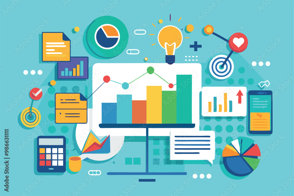This visual illustrates various business metrics and performance ...