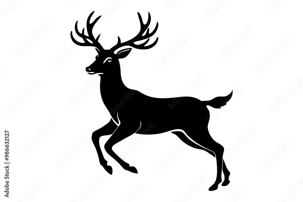 A vector art illustration of a deer mid-jump, highlighting its grace ...