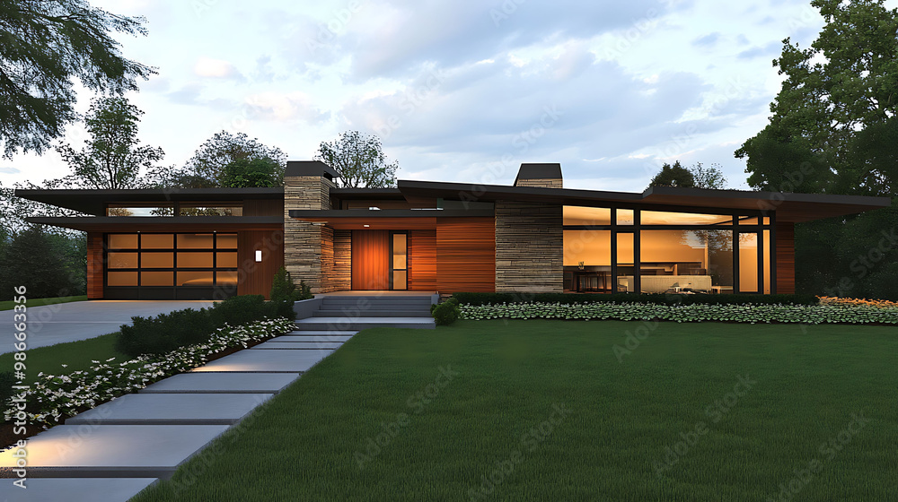 Midcentury modern home exterior design sleek front elevation modern ...