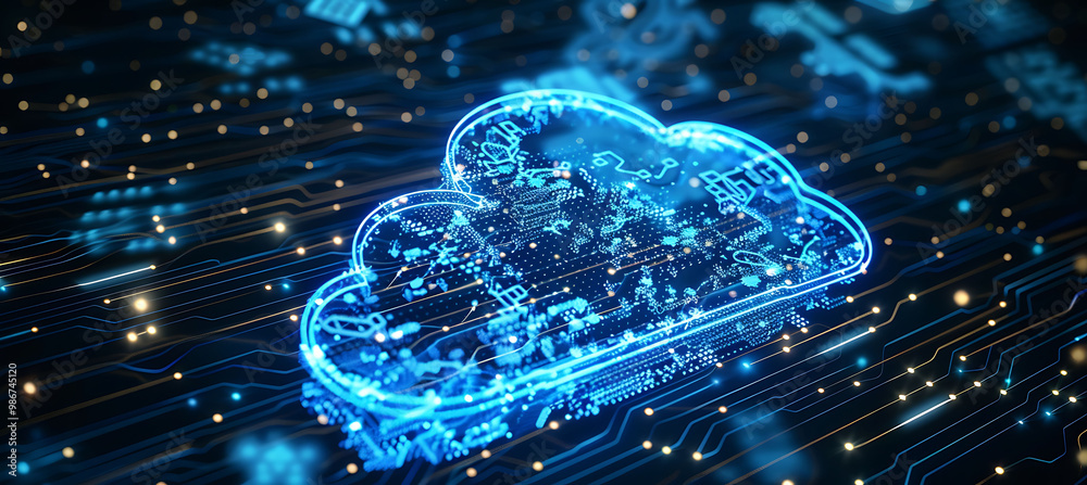 Collage depicting Ai driven data processing the cloud within cloud computing services where ...