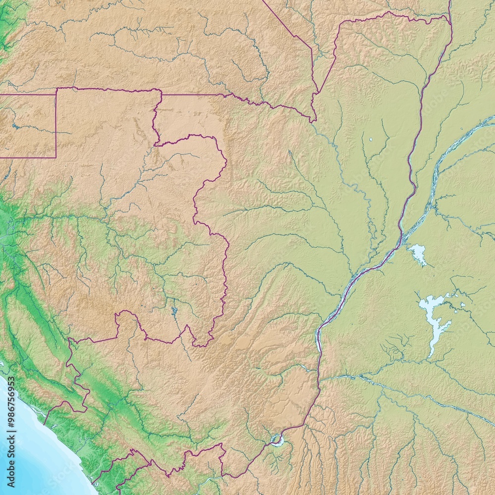 Blank physical topographic map of Congo Stock Illustration | Adobe Stock